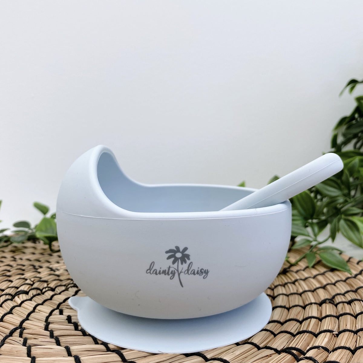 DAINTY DAISY - Light Grey Silicone Bowl and Spoon Set – Home With Kids